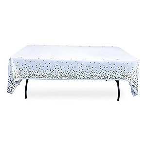 Plastic Gold Star Tablecloth I 4 Pack - Party Table Cloths Disposable Tablecloths for Parties, Birthdays, Weddings I Twinkle Little Stars Tables Cover I Rectangle 54" x 108" Size Covers 6 ft to 8 ft