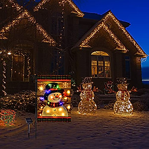 Lighted Winter Garden Flag for Outside, Led Snowman Garden Flag, Winter Yard Flag Winter Garden flags 12x18 double sided for Outdoor Yard Garden Lawn Decoration