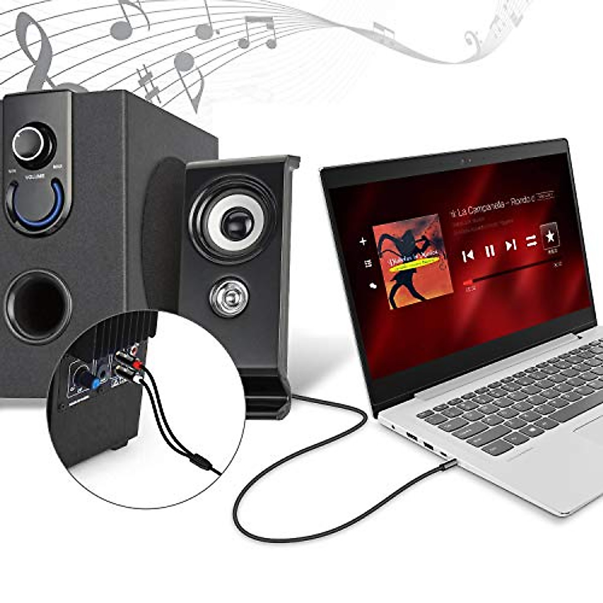 Rankie 3.5mm to 2-Male RCA Adapter Audio Stereo Cable, 6 Feet