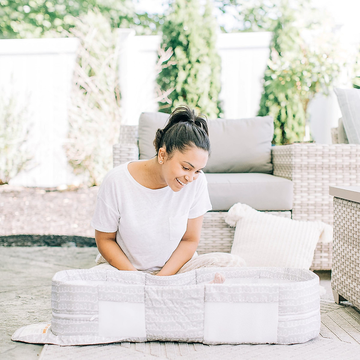 Baby Delight Snuggle Nest Portable Infant Lounger, Unique Patented Design, Grey Scribbles