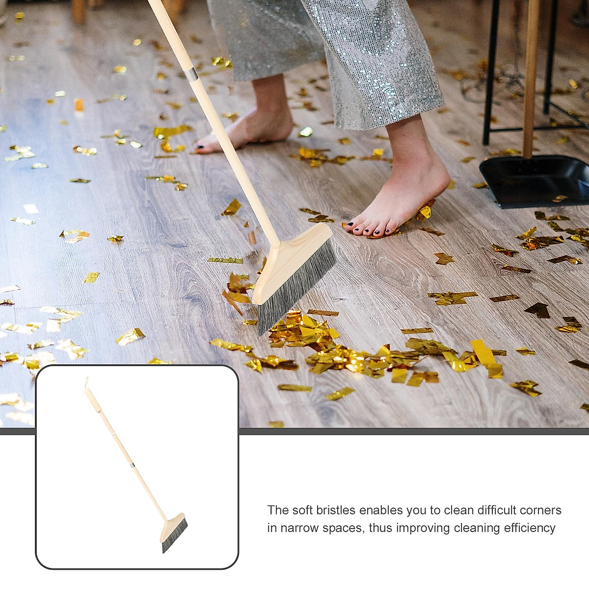Wooden Long Handle Broom Brooms for Sweeping Indoor Sweeping Broom Indoor Broom Camping Broom Indoor Dust Broom Soft Broom Brooms for Floor Cleaning Broom for Hardwood Floors