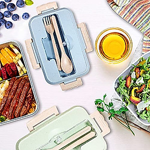 SITAKE Bento Box and Lunch Box for Kids, Come with Lunch Bag, Spoon and Fork, Microwaveable Wheat Straw Lunch Containers, Japanese-style 33.8oz/1000ml Lunchbox for Adults (Pink)