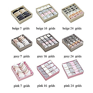 Bras socks drawer organizer, washable lingerie storage box,closet underwear organizer. (Pink, 7 Grids)