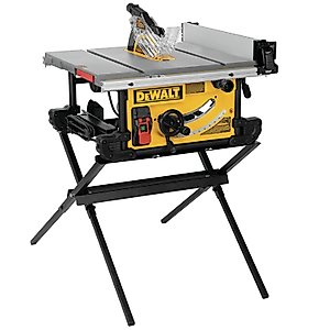 DEWALT Table Saw, 10 Inch, 15 Amp, 32 ½-Inch Rip Capacity, Dust Collector, Scissor Stand (DWE7491X)