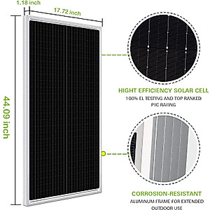 WEIZE 100 Watt 12 Volt Solar Panel, High-Efficiency Monocrystalline PV Module with 10A PWM Charge Controller for Home, Camping, Boat, Caravan, RV, and Other Off-Grid Applications