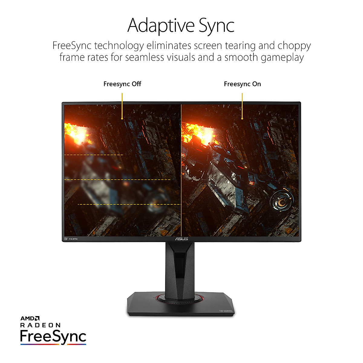 ASUS TUF Gaming 25" 1080P Monitor (VG259Q) - Full HD, IPS, 144Hz, 1ms, Extreme Low Motion Blur, Speaker, Adaptive-Sync, G-SYNC Compatible, VESA Mountable, DisplayPort, HDMI, Height Tilt Adjustable