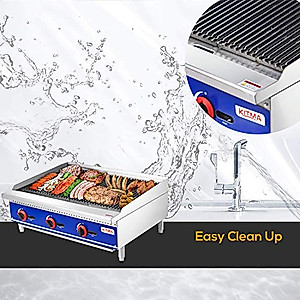 Commercial Countertop Lava Rock Charbroiler - KITMA 36 Inches Natural Gas Char Rock Broiler with Grill - Restaurant Equipment for BBQ, 105,000 BTU