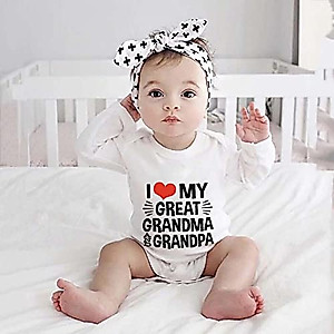 Grandma Onesie Long Sleeve White Funny Infant Body Suits I Love My Great Grandma And Grandpa Baby Girls Jumpsuit 3-6 Month