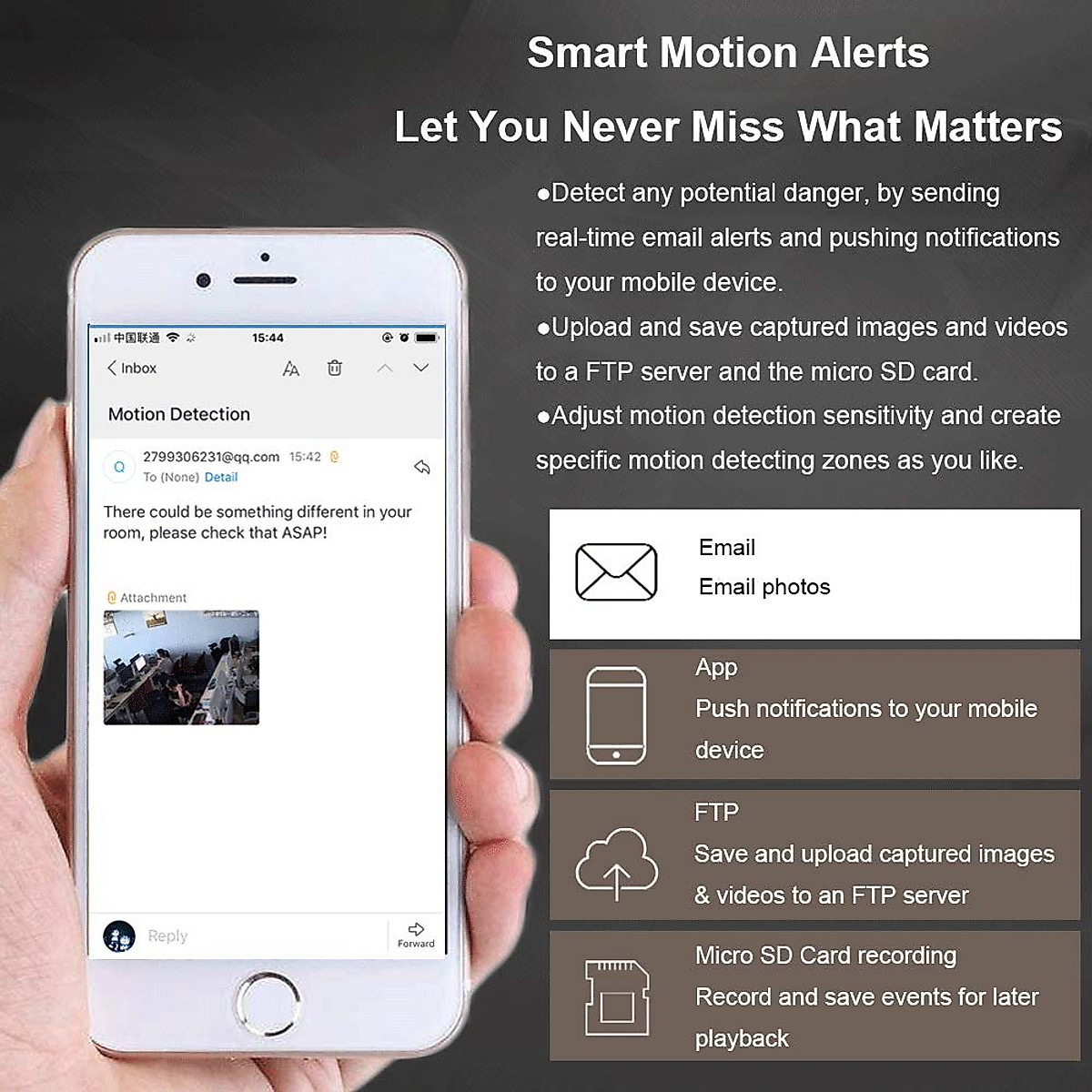 ICAMI HD Security Camera WiFi Dome IP Camera Wireless Home Surveuillance System Audio with Motion Detect (1080P)