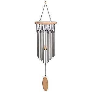 SuninYo Wind Chimes Outdoor,22 Tubes Wind Chimes with S Hook,a Quality Gift for Garden, Patio, Balcony and Indoor Decor, Silver