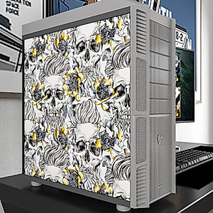 STICKEEP Skull Floral Wallpaper Stick and Peel Boho Gold Floral Peel and Stick Wallpaper for Bedroom Bathroom Wall Paper Black White Floal Contact Paper for Cabinets Self Adhesive Vinyl Roll 24”x118”