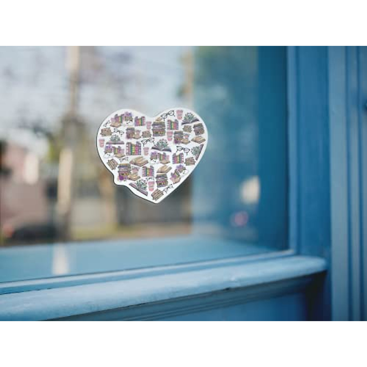 Heart Book 5 Inch Waterproof Decal Sticker Wall Window I Love Books Bookworm Read Reader Reading Music Teacher Classroom Coffee Coffeeshop Book Store Library Inspirational Bookmark Scrapbook Planner Paper Journal School CS1481-2PK