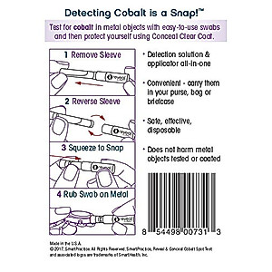 Reveal and Conceal Cobalt Test Kit by Smart Practice - Detecting Cobalt is a Snap - Test for Cobalt in Your Jewelry and Prevent Skin Exposure With Liquid Clear Coat - Includes 10 Test Swabs