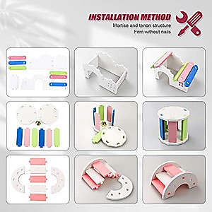 Bac-kitchen 5 Pcs Hamster Wooden Seesaw Tunnel Toy, Hamster Hide Playground Tubes and Tunnels Gym Exercise Fun Toy, Hamster Cage Accessories for Chinchilla Dwarf Hamster Gerbil Guinea Pig(H01)