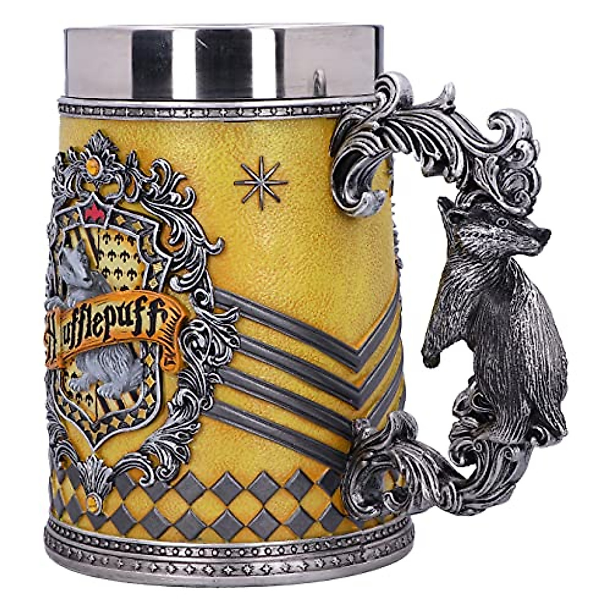 Nemesis Now Harry Potter Hufflepuff Hogwarts House Collectible Tankard, 1 Count (Pack of 1), Yellow Silver