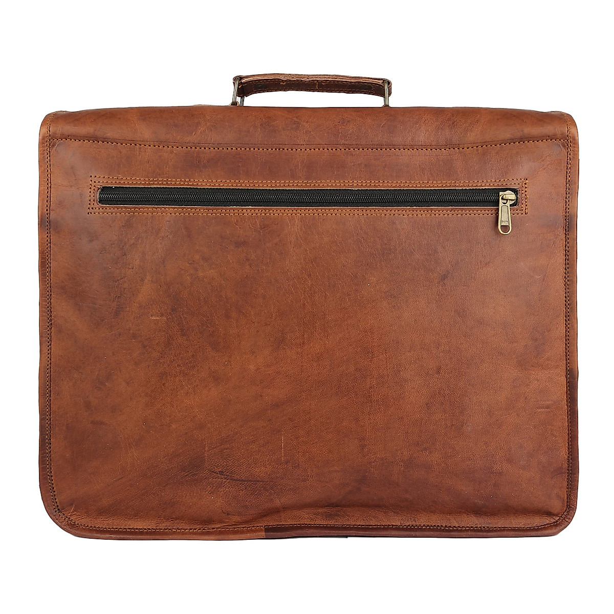 The Vintage Stuff 16" Handmade Leather Travel Messenger Office Crossbody Bag Laptop Briefcase College Satchel Computer Best Bag for Men and women Brown