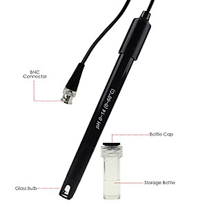DANOPLUS 300 cm Long Cable Electrode Replaceable pH Probe (0-14 pH), BNC Connector with 6 Packets of Calibration Powder