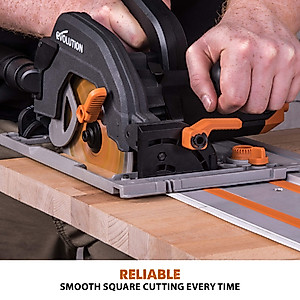 Evolution Power Tools R185CCSX Multi-Material Circular Track Saw Kit with 40" Track Included, TCT Blade Included, Cuts Wood, Plastic, Metal & More, 7-1/4 Inch