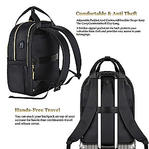 Backpack for Women, Travel Laptop Backpack, School Backpacks for Teens, Large College School Bookbag with USB Port Charging,15.6 Inch Computer Work Bag, Gifts for Women, Casual Daypacks, Black