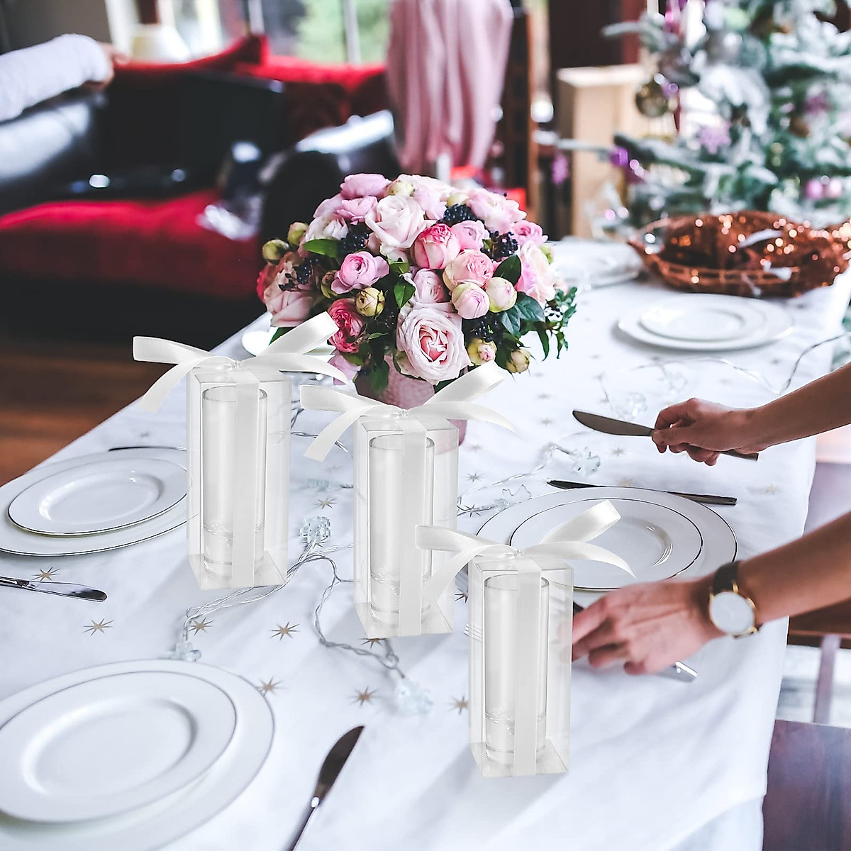 20 Pieces Shot Glass Gift Box Shot Glasses Boxes Gift Boxes (Shot Glass Not Included) 1.97×1.97×4.7 Inch Shot Glass Favor Bags for Gifting Can Hold 2oz Shot Glass for Wedding Party Baby Shower