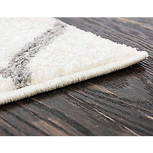 Unique Loom Trellis Frieze Collection Area Rug - Rounded (5' 1" x 8', Ivory/ Gray)