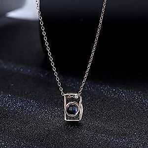 Projection Photo Camera Shaped Necklace, Personalized Necklace with Picture, Custom Pendant for Dad Mom Friends Christmas Birthday Gift