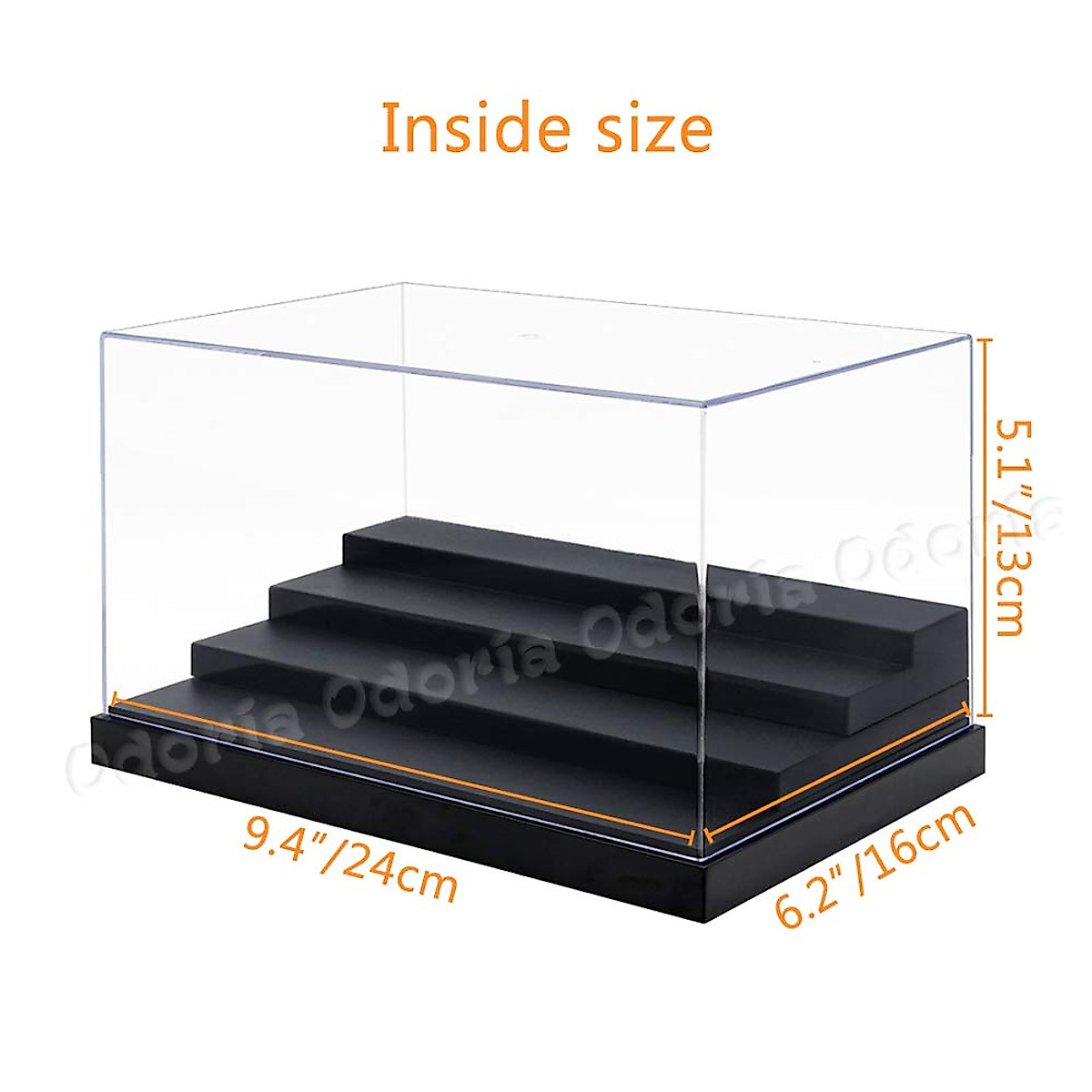 Odoria Clear Acrylic Display Box Case 9.4 Long for Pop Figures 4 Steps Dustproof
