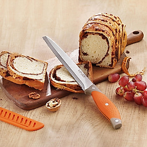VITUER Bread Knife with Cover, 8 inch Serrated Bread Knife for homemade bread, Bread Cutter Ideal for Slicing Homemade Bread, Bagels, Cake (8-Inch Blade with 5-Inch Handle)