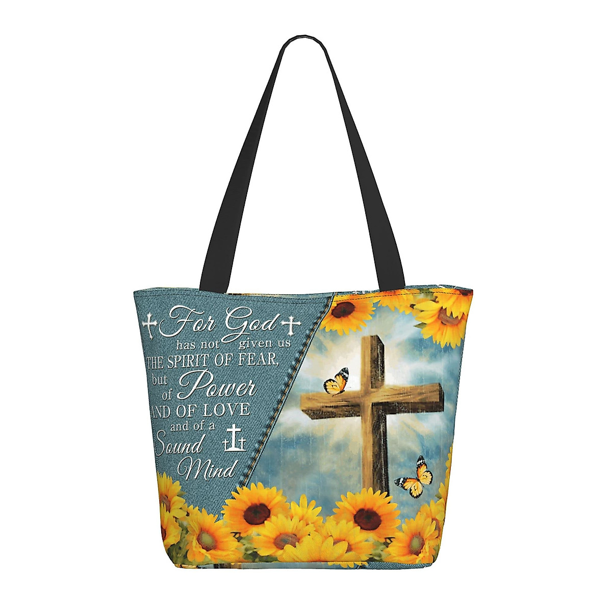 MORGOMON Christian Gifts Reusable Shopping Tote Bag Zippered Inspirational Tote Bags for Women Scripture Bible Verse Shoulder Bag Religious Gift Perfect for Church Work Travel Groceries Books