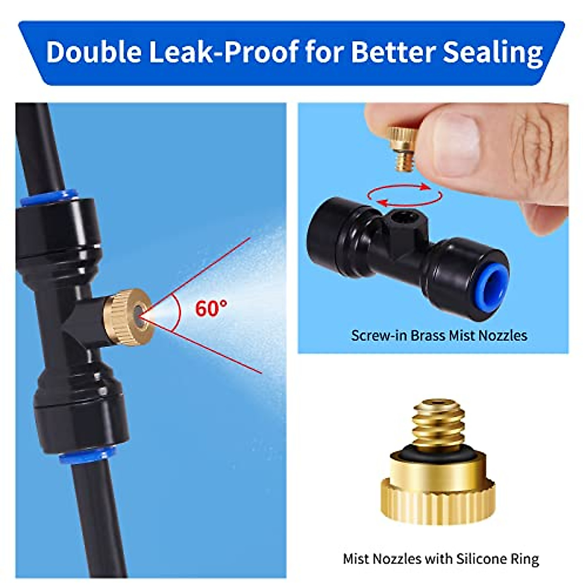 Aomedeelf 82FT Misters for Outside Patio,Outdoor Misting System for Patio,Patio Misters for Cooling Outdoor, 21 Mist Nozzles+3/4" Brass Adapter,Water Mister Outdoor,Outdoor Misters for Patio Garden