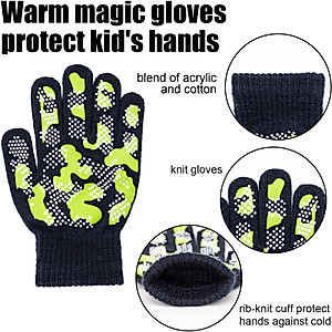 Remifa 12 Pairs Kids Winter Gloves, Christmas Gifts for kids Children Warm Magic Knit Gloves for Boys Girls