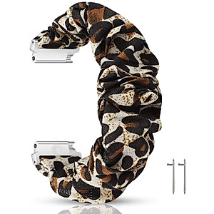 Compatible for Movado 2.0 Smartwatch Band, Blueshaw Fabric Elastic Scrunchie Elastic Watch Band Women Cute Replacement Straps for Movado Connect 2.0 Smartwatch 40mm / 42mm (Leopard Print, 42mm case)