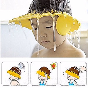 URToys 3pcs Soft Adjustable Shampoo Bath Bathing Shower Cap Hat Wash Hair Shield Hat for Baby Kids Children Hair Cutting Protect