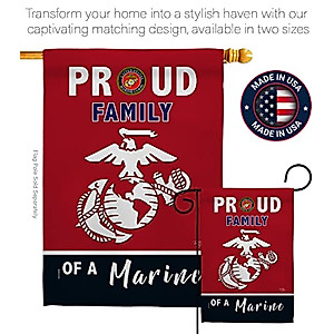 Breeze Decor Proud Family Garden Flag Set Mailbox Hanger Armed Forces Marine Corps USMC Semper Fi United State American Military Veteran Retire Official House Yard Gift Double-Sided, Made in USA