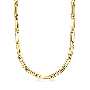 Ross-Simons Italian 14kt Yellow Gold Alternating Paper Clip Link Necklace. 20 inches