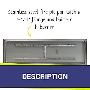 American Fireglass Stainless Steel Drop-in Rectangular Fire Pit Pan and Burner –Durable, Easy Install and Removal, Even Burn – Must Have for Fire Glass Display, 48” x 14”