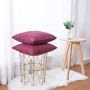 HPUK Decorative Throw Pillow Covers Set of 4 Couch Pillows Linen Cushion Cover for Couch Sofa Living Room, 18"x18" inches, Light Brown