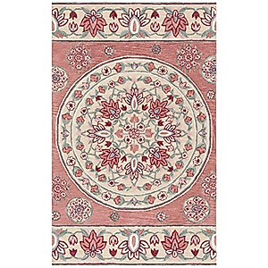 SAFAVIEH Bellagio Collection 5' x 8' Red / Beige BLG601Q Handmade Medallion Premium Wool Area Rug