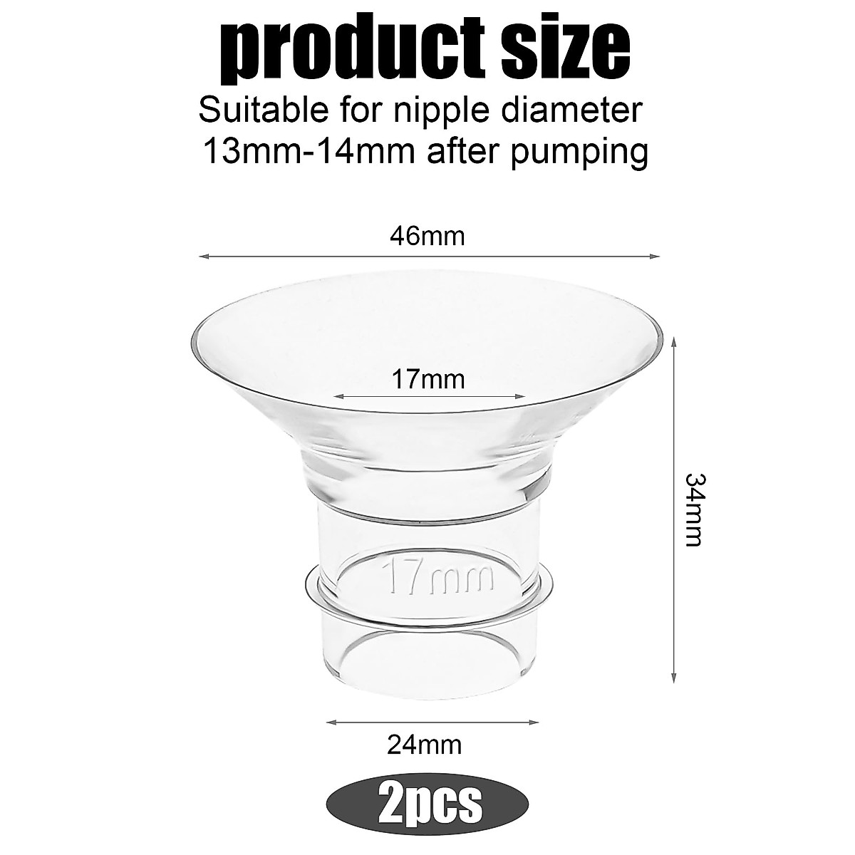 2pcs Flange Inserts, 17mm Silicone Breastpump Flange Insert Wearable Breast Pump Accessories Compatible with Medela/Spectra/TSRETE/Momcozy S9/S12/S9Pro/S12Pro