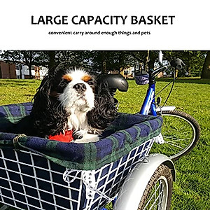 KNUS Adult Tricycle Trikes,7 Speed 3-Wheel Bikes,26 Inch Wheels Cruiser Bicycles with Large Shopping Basket for Women and Men -Purple