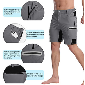 Surenow Men's Hiking Cargo Shorts Lightweight Quick-Dry Shorts Summer Outdoor Fishing Shorts Camping Travel Shorts for Men Grey