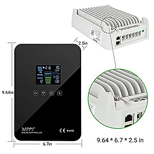 60a MPPT Charge Controller,12V 24V 60 amp Solar Controller MPPT Max Input 100V 1560W for Lead-Acid, Lithium Batteries with Load Timer Setting/PC Phone APP Support
