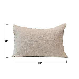Creative Co-Op Linen Blend Lumbar Frayed Edges, Natural Pillow