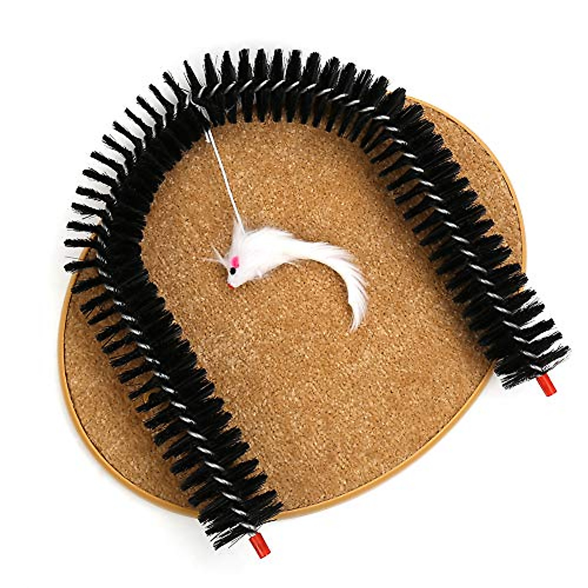 Cat Scratcher,Cat Arch Self Groomer for Indoor Cats,Cat Scratching Post,Pet Face Head Self Grooming Brush,Kitten Hair Massaging Rubbing Brush for Shedding with Bristle & Interactive Hanging Toy