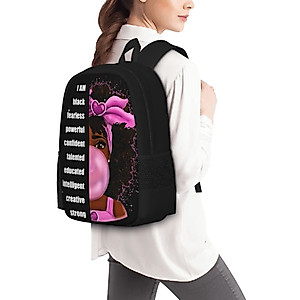 African Girl Backpack Cute Laptop Backpacks Lightweight Bookbag for Kids Teen School Students 17 Inch with Bottle Side Pockets