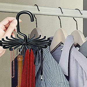 DEFUTAY Belt Hanger Scarf Tie Rack Holder Hook, 2 PCS Hangers for Closet,360 Degree Rotating Closet Clothes Hangers with 20 Claws for Hanging, Scarf ,Hats, Towels,Bags, Shoes,Ties
