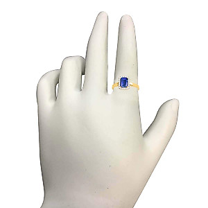 AoneJewelry Aone Jewelry 0.65 Cttw Emerald Cut Natural Sapphire And Diamond Cathederal Style Ring in 10k Gold (White And Yellow), Best Valentinesday Gift