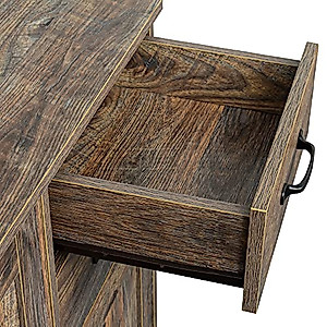 SSLine Rustic Coffee Bar Cabinet Farmhouse Elegant Kitchen Sideboard Living Room Storage Cabinet w/2 Drawers& 3 Doors Dining Room Buffet Accent Console Table for Entryway Hallway -Antique Brown