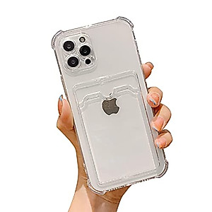 Tuokiou Clear Wallet Phone Case for iPhone 12 Pro Max Upgrade Card Slot Case Slim Fit Protective Soft TPU Shockproof Cover with Cute Card Holder for Apple iPhone 12 Pro Max 6.7 inch (2020) (Clear)