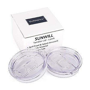 Lid for SUNWILL 14oz Mugs and 20oz Tumblers Only, Spill and Splash Resistant Sliding Covers Replacement 2 Pack, Straw Friendly, BPA Free
